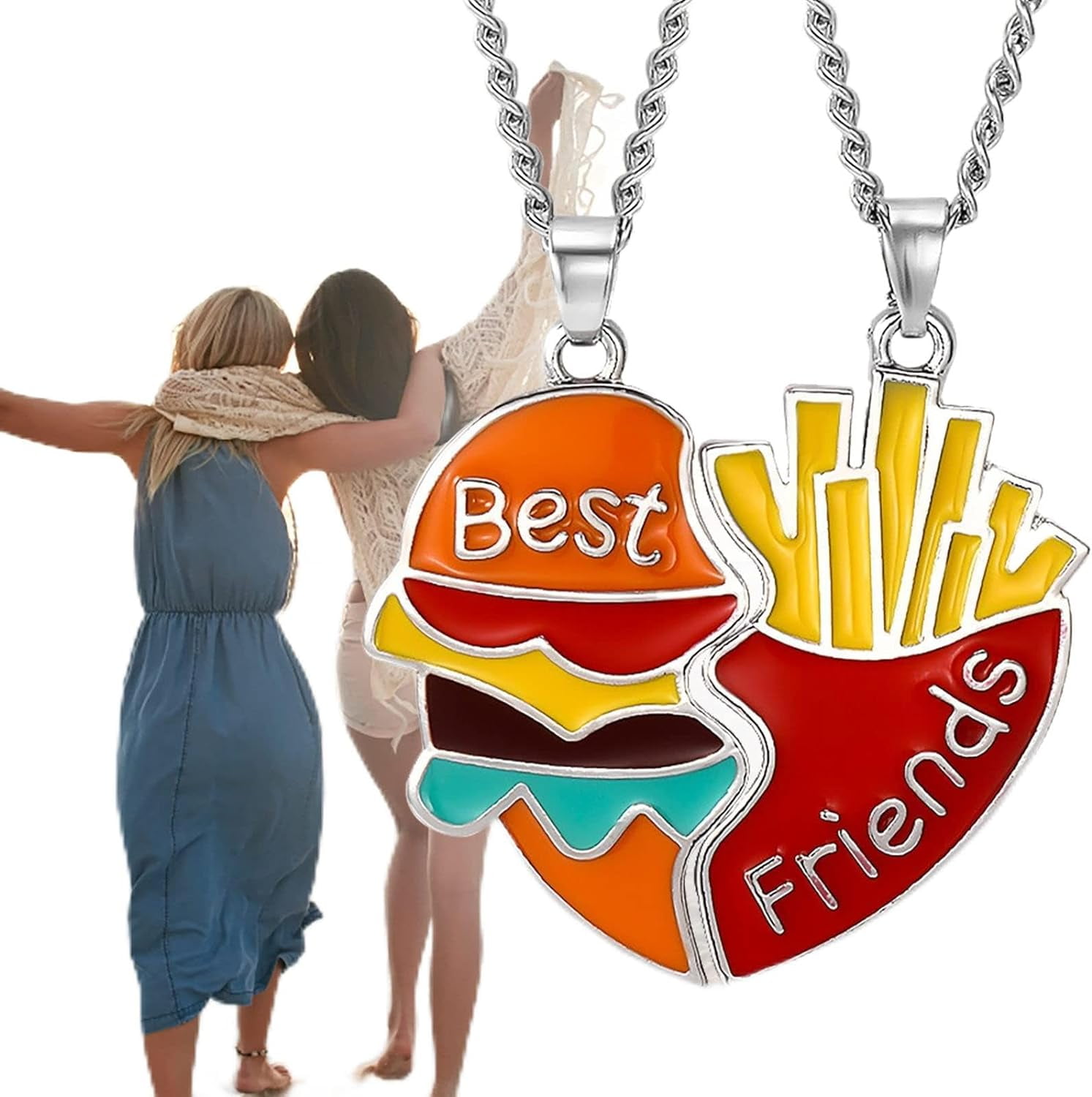 Best Friends Necklaces for Women Girls, Burger and Fries Celebration ...