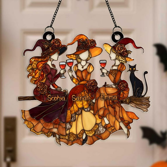 Best Friends Slay Witch Acrylic Window Hanging ? Sisters/Besties Witch Ornament, Halloween Home ...