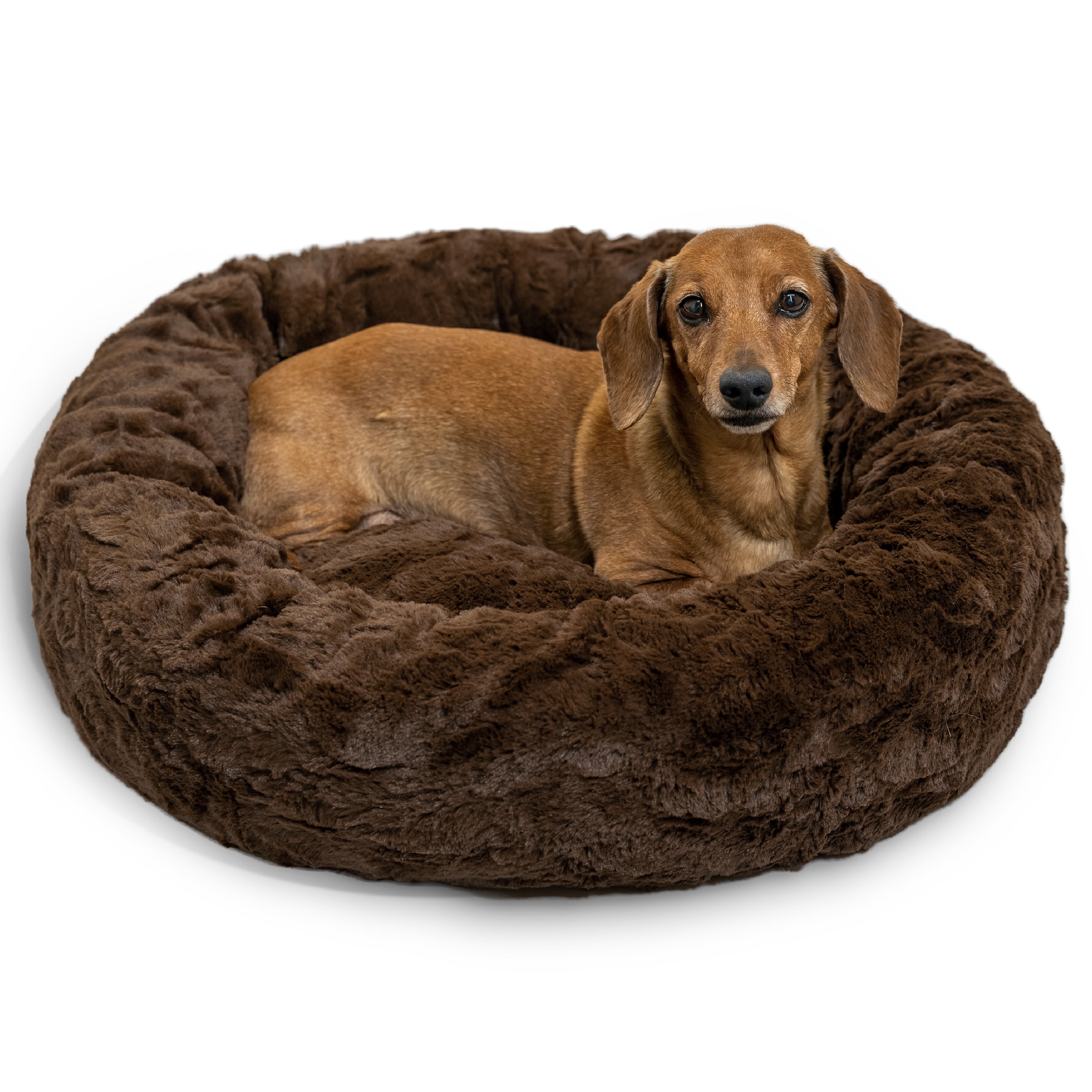 Best Friends by Sheri Original Calming Donut Dog and Cat Bed, Lux Faux ...