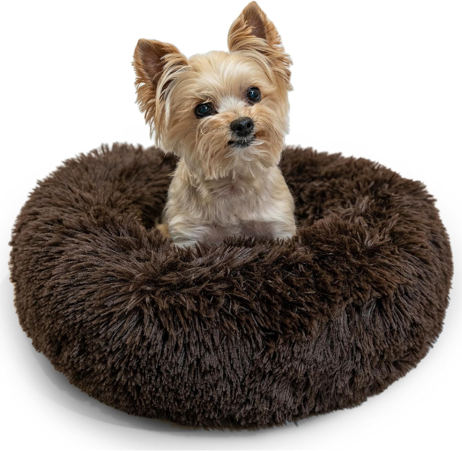 Best Friends by Sheri Original Calming Donut Dog and Cat Bed, Shag Faux ...