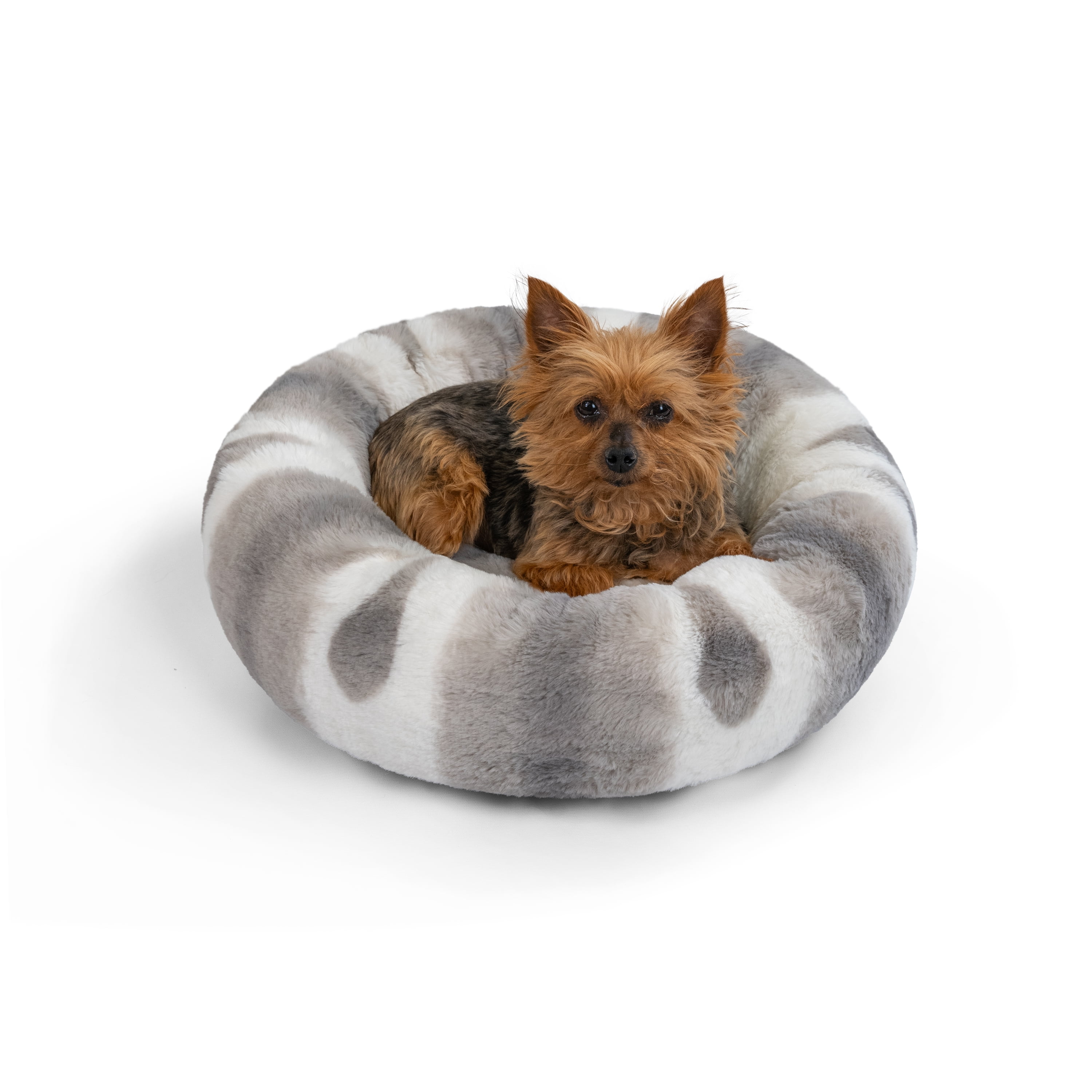 Best Friends by Sheri Patterned Lux Faux Fur Calming Donut Dog Bed ...