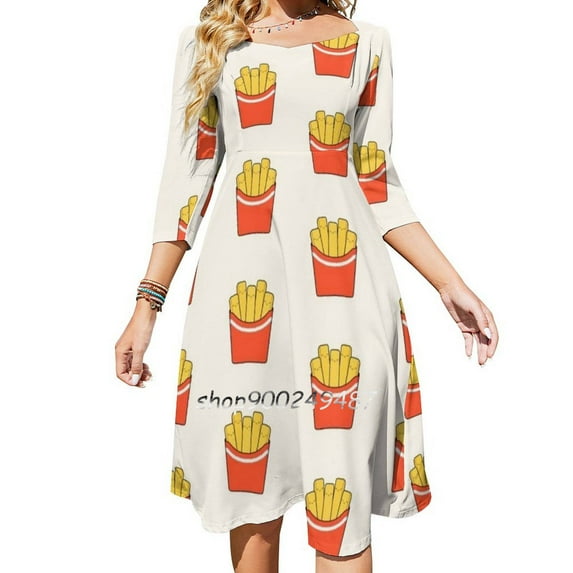 Best Fries Square Neck Dress Sweet Summer Dress Women Elegant Halter ...