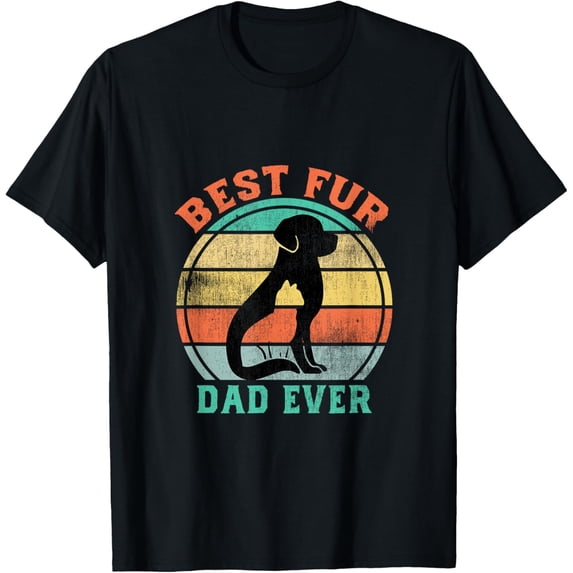 Best Fur Dad Ever Funny Retro Vintage Cat and Dog Owner T-Shirt ...