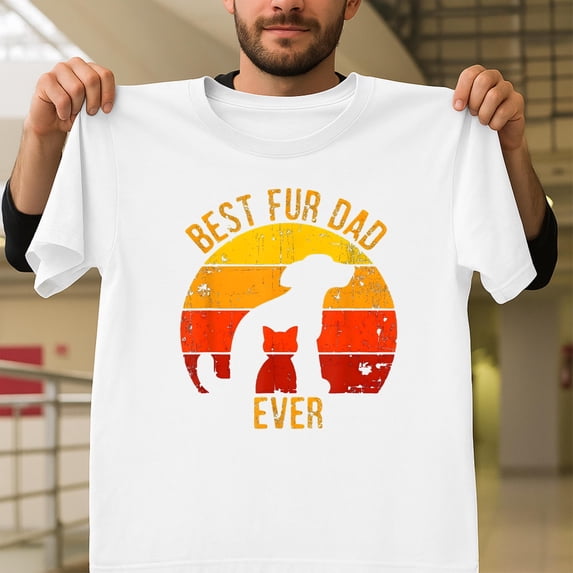 Best Fur Dad Ever Vintage Retro Dog Cat Owner Pet, Animal Papa V60770 ...