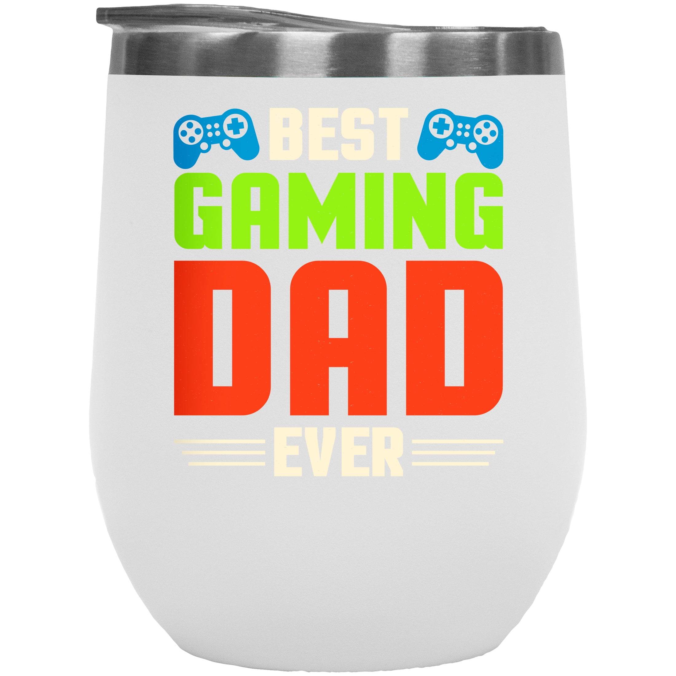 Best Gaming Dad Ever, Gamer Father's Day, White 12oz Wine Tumbler ...