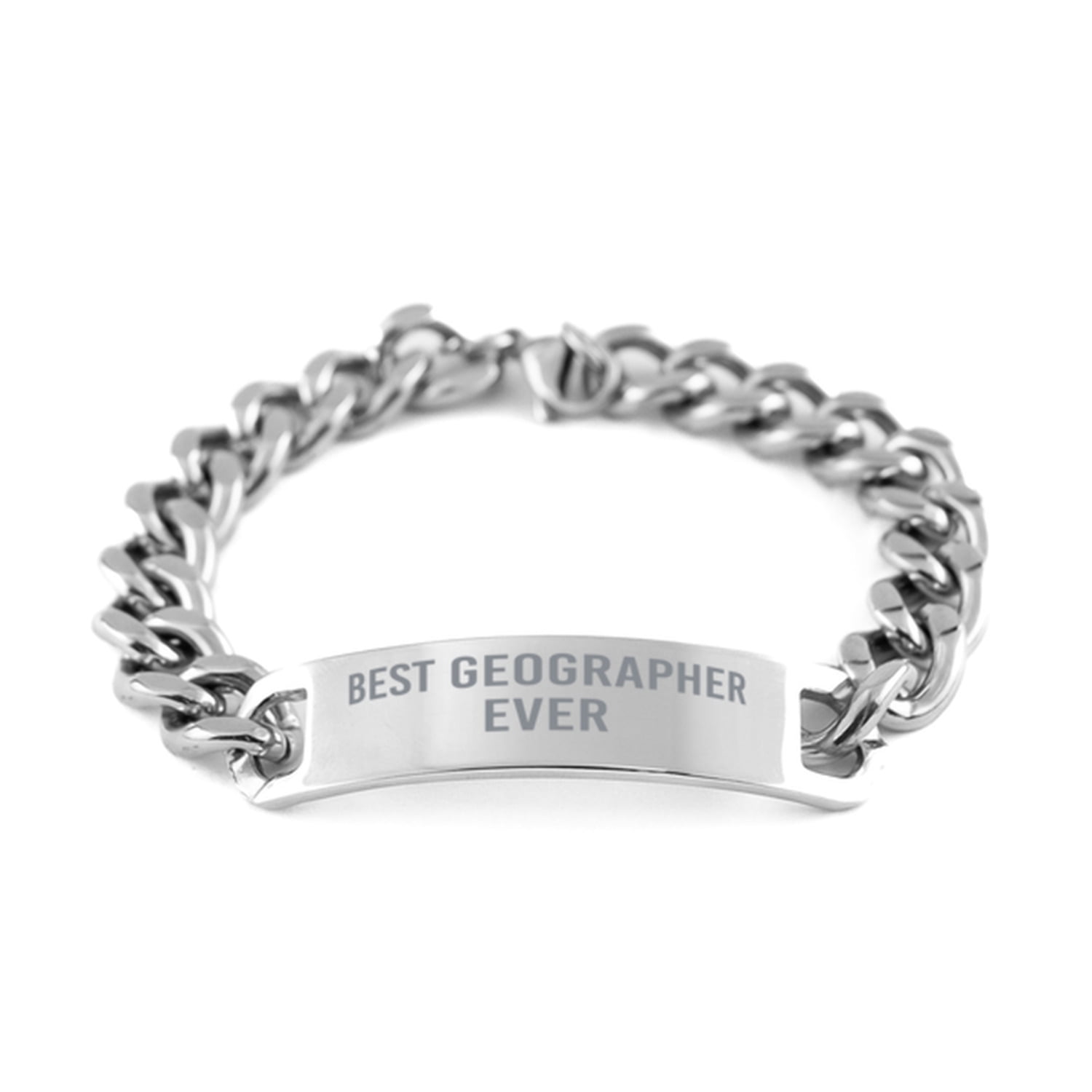 Best Geographer Ever Gift for Him Men Stainless Steel Cuban Link ...