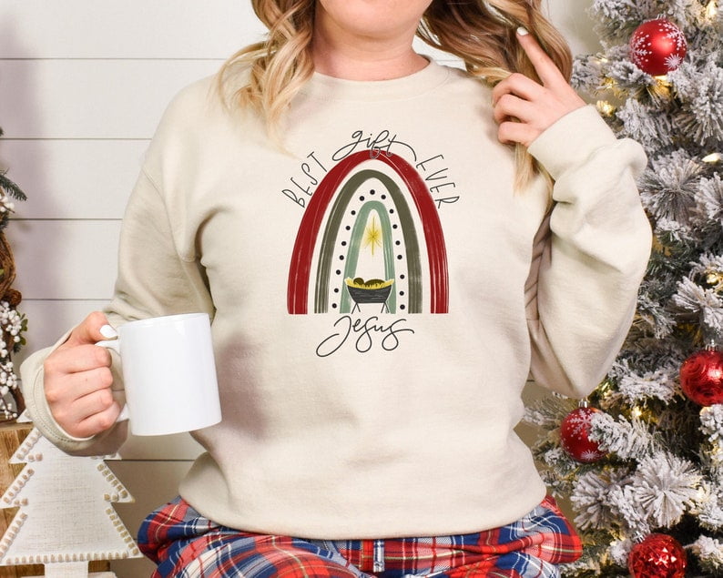 Best Gift Ever Jesus Sweatshirt, Christian Christmas Crewneck, Religious Holiday Sweater ...