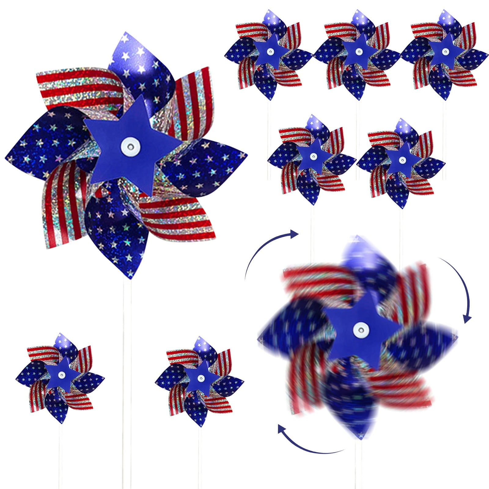Best Gift for Kid! 10 Pack Pinwheels Patriotic Decorations, American ...