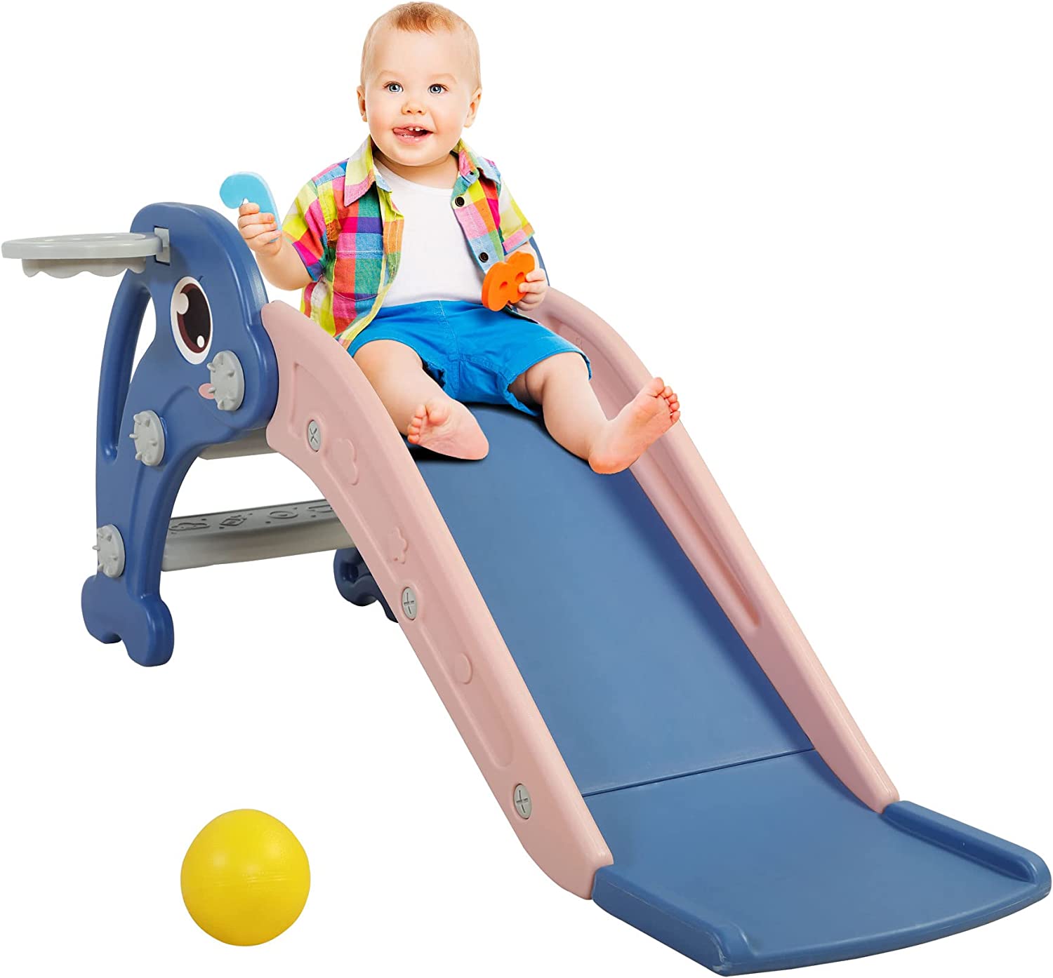 Best Gift for Kids! 2 in 1 Slide, Toddler Freestanding Extra Long Slide ...