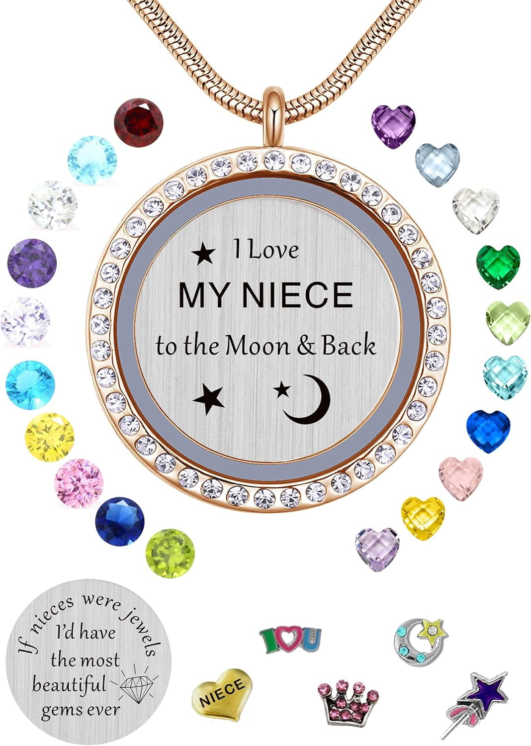 Best Gifts for Niece Aunt, Floating Living Memory Locket Necklace ...