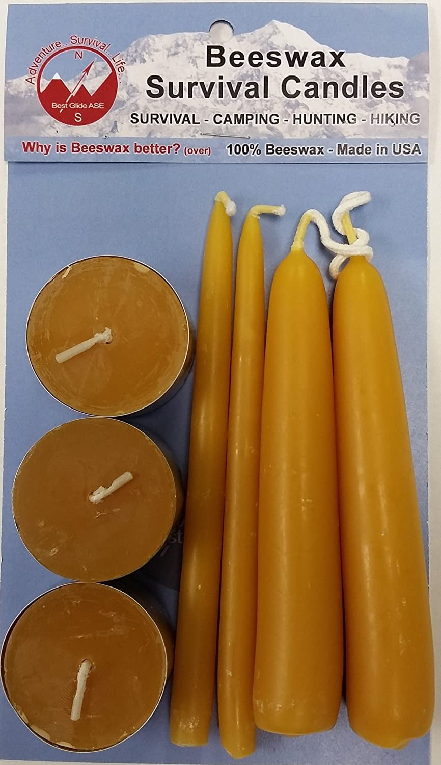 Best Glide ASE Beeswax Survival Candles Assortment, Long Burning ...