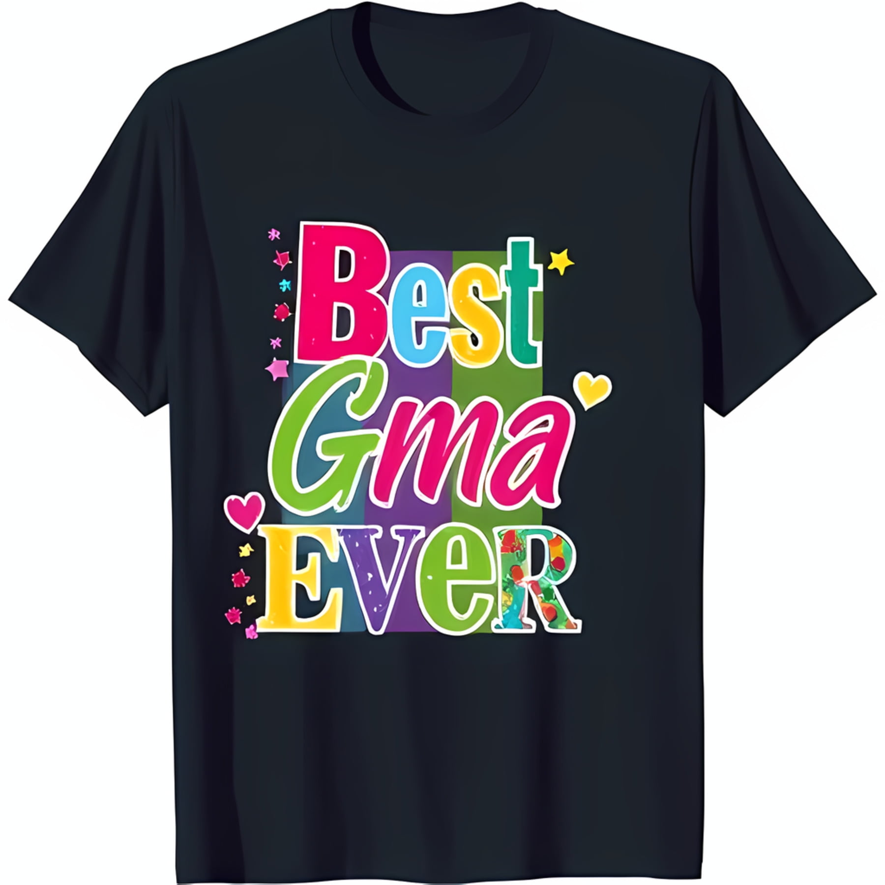 Best Gma Black T-Shirt with Colorful Stripes & Glitter Accents ...