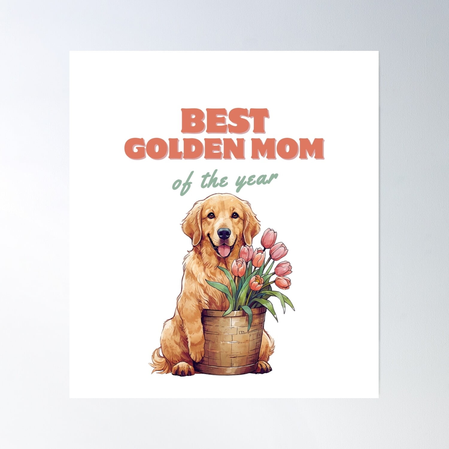 Best Golden Mom Of The Year Poster Wall Art, Modern Wall Decor, 12x18 ...