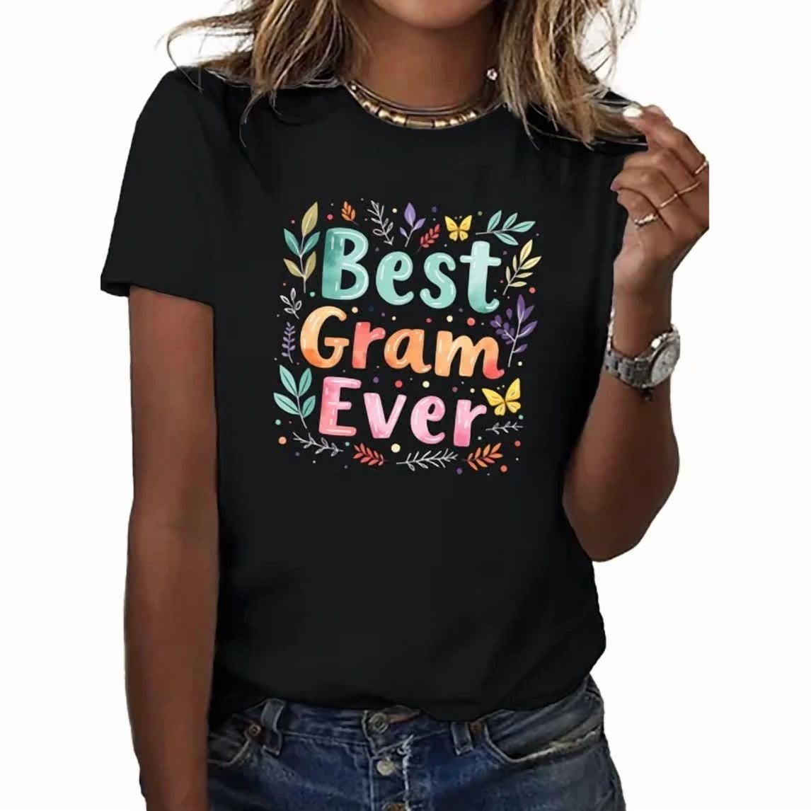 Best Gram Ever WoMen's&Women's T-Shirt - Vibrant Watercolor Floral ...