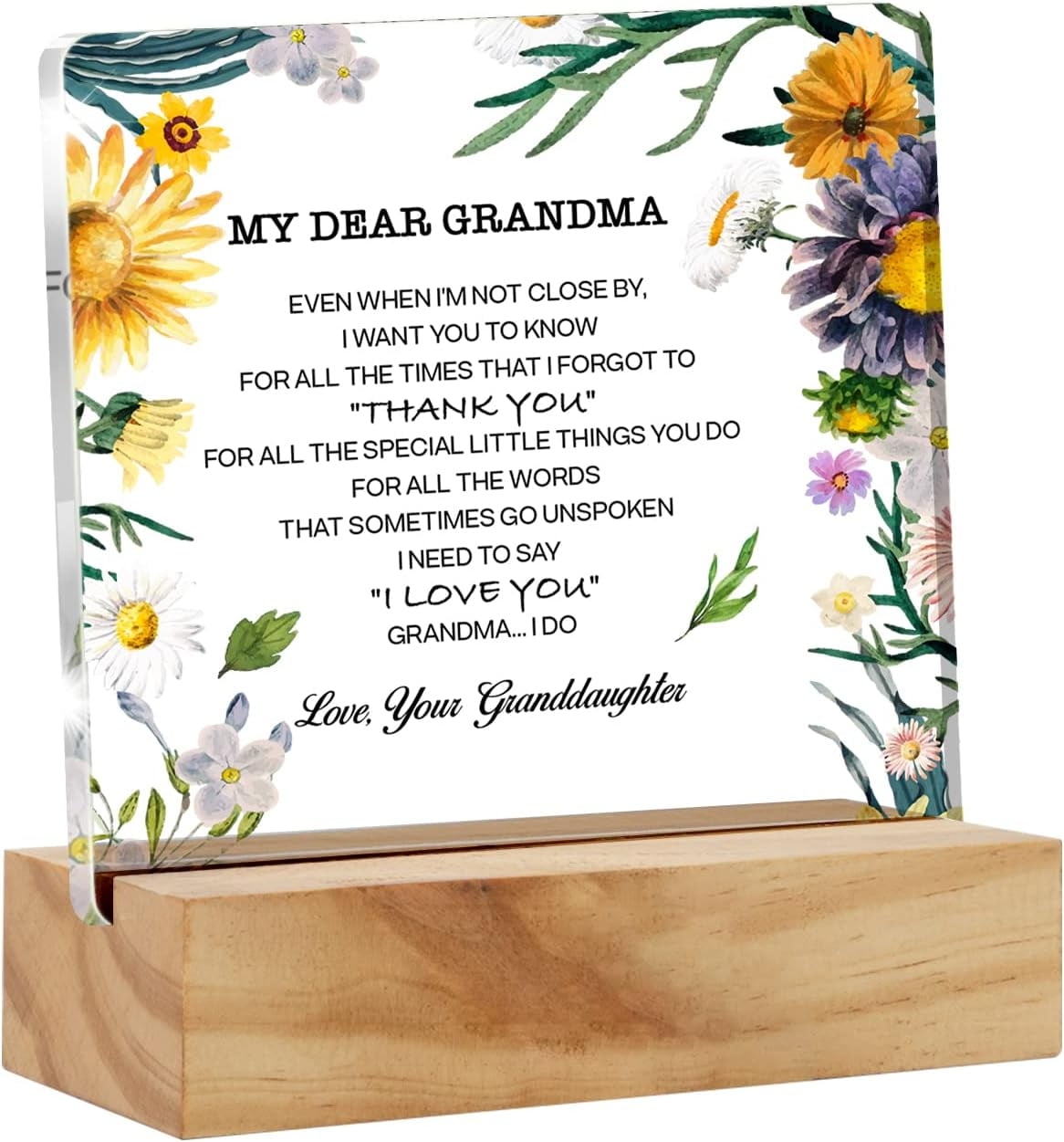 Best Grandma Gifts Floral My Dear Grandma Sayings Decorative Desk Decor ...