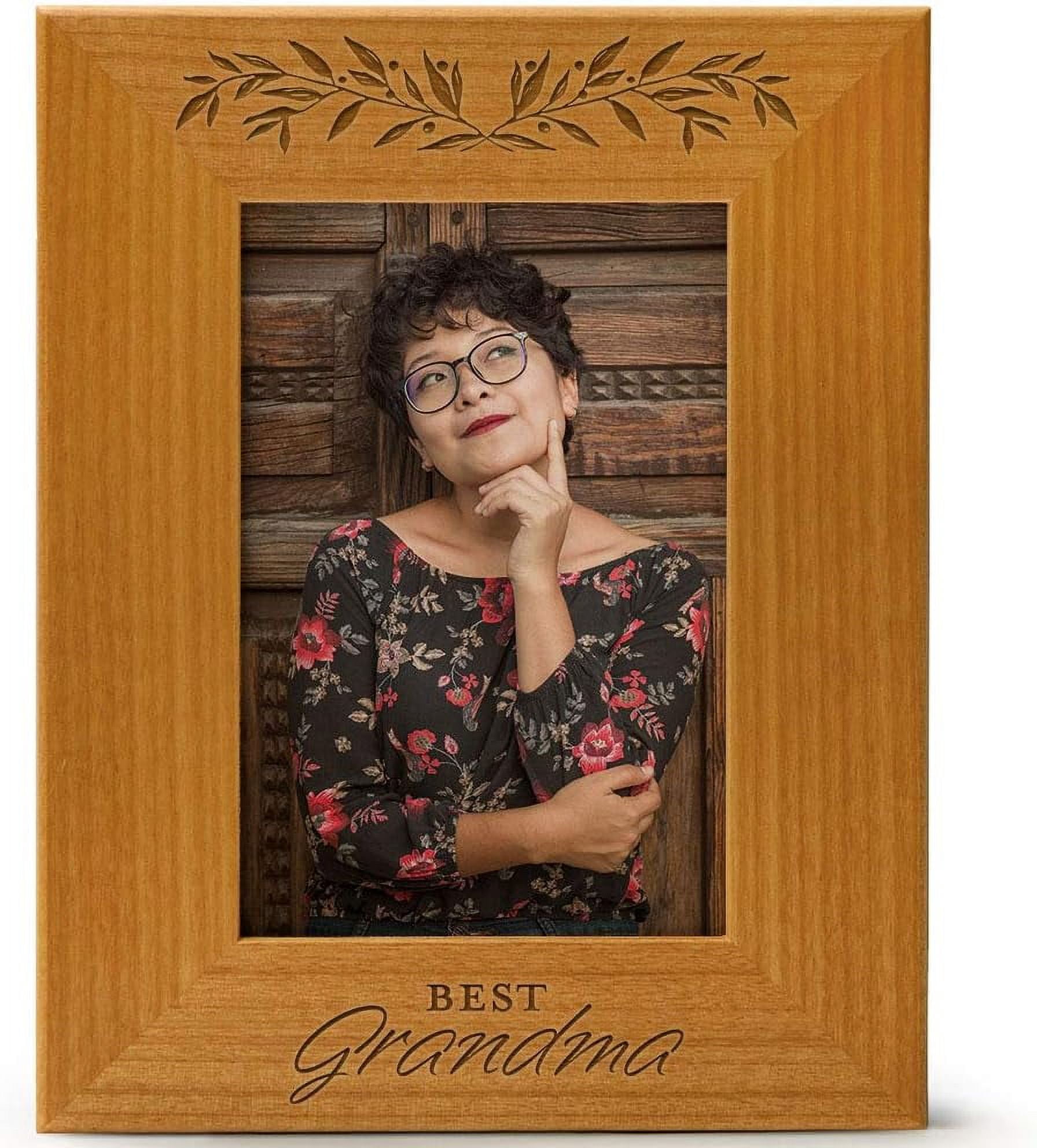 Best Grandma, Natural Wood Photo Frame Fits 4x6 Vertical Portrait for ...