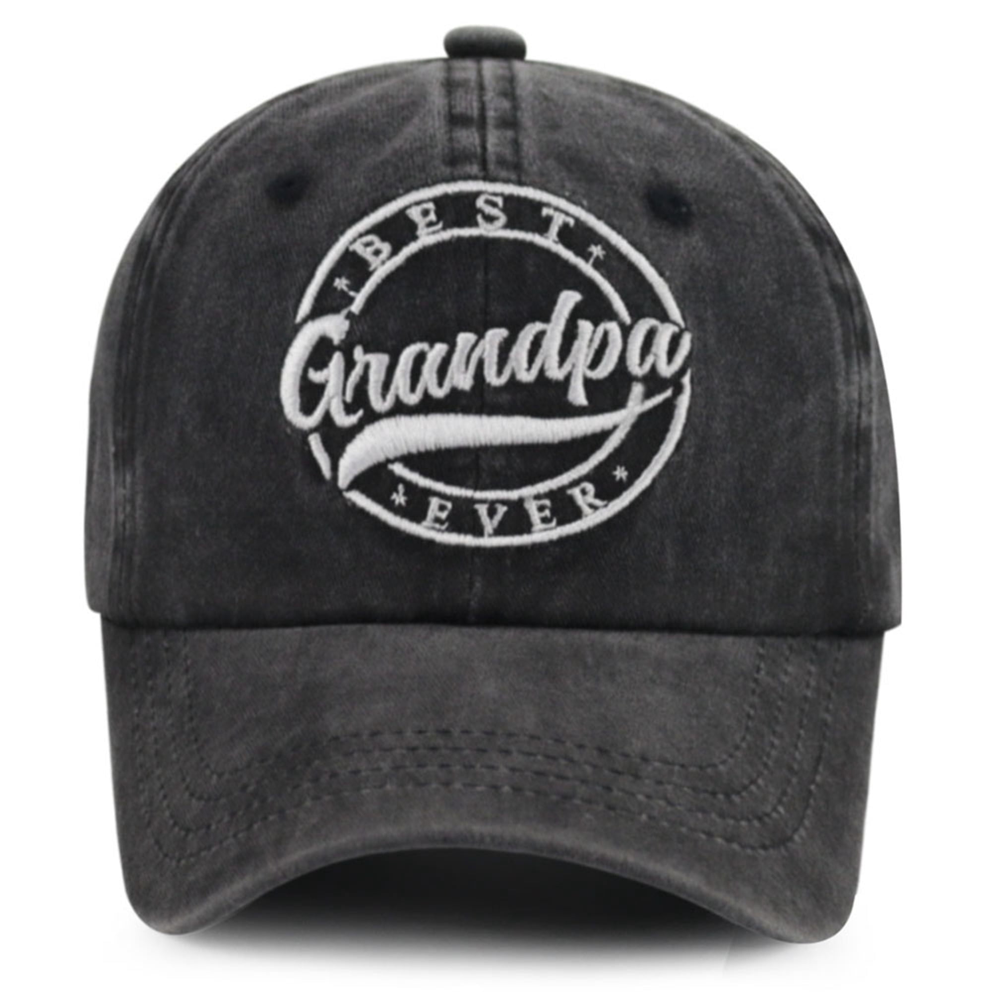 Best Grandpa Ever Hat for Men, Adjustable Washed Cotton Embroidered ...