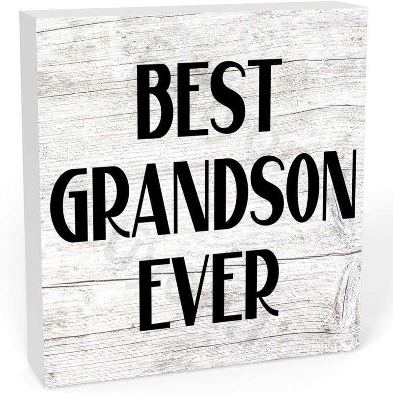 Best Grandson Ever Wooden Box Sign Decorative Motivational Gifts Wooden ...