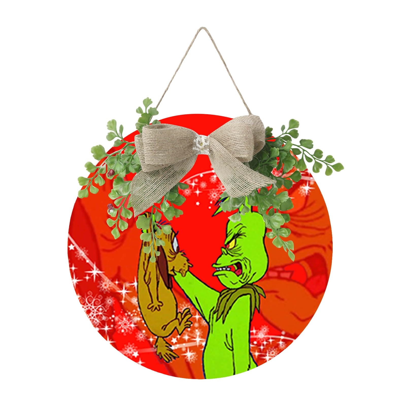 Best Grinch Christmas Gift Front Door Welcome Sign, Green Wooden Door ...