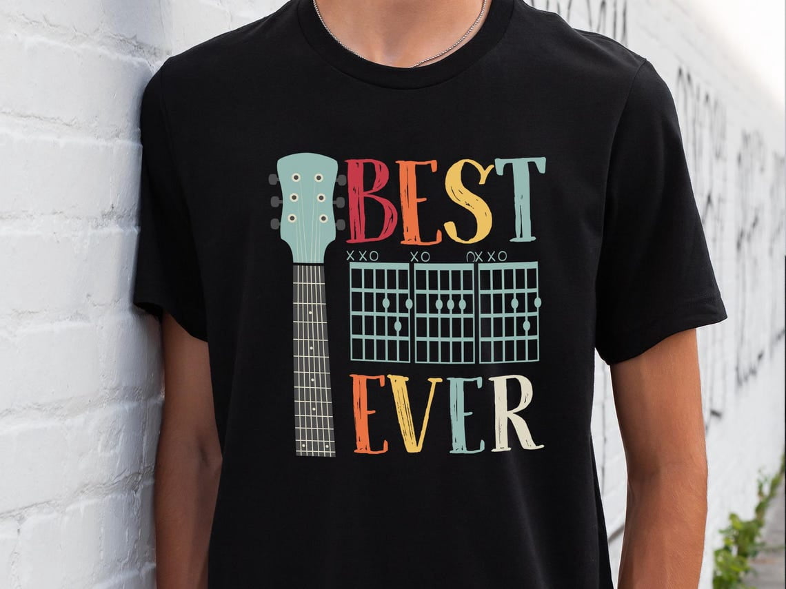 Best Guitar Dad Ever Vintage Music Lover Father'S Day T-Shirt All Size ...