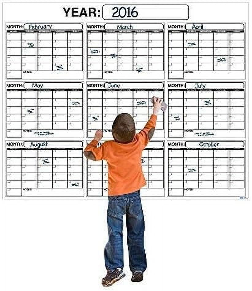 Best HUGE!! 9 MONTH ACADEMIC Dry or Wet Erase Wall Calendar Planner And ...