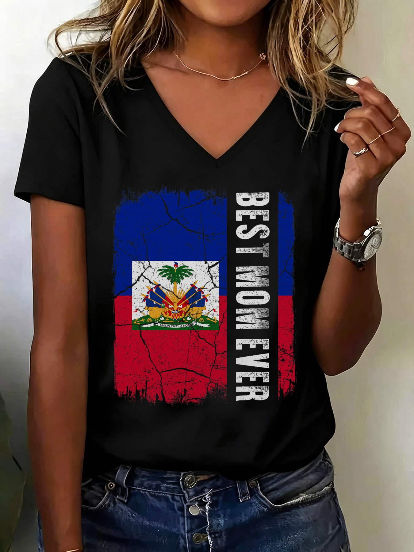 Best Haitian Mom Ever Haiti Flag Comfort Colors Adult Heavyweight V ...
