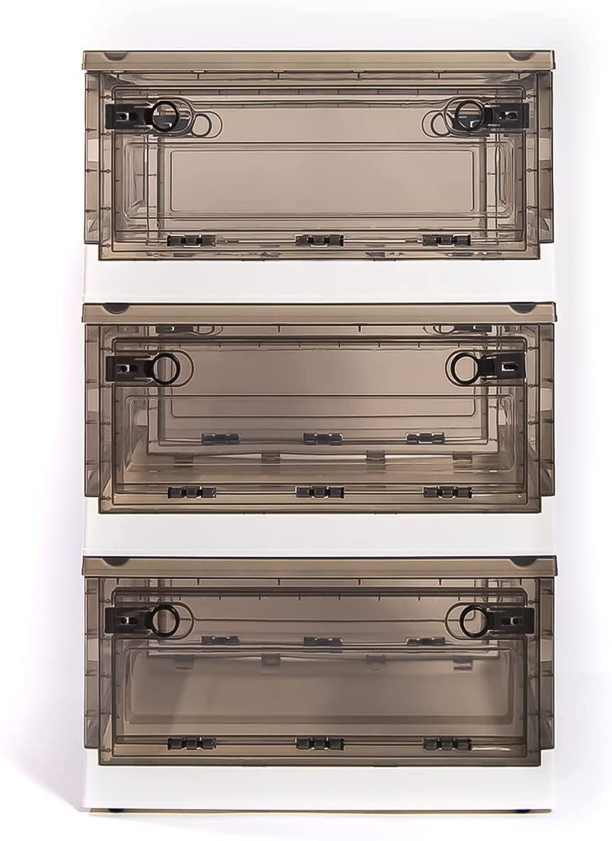 Best Home Fashion 3 packs Storage Bins Side Opening, Stackable Lid ...