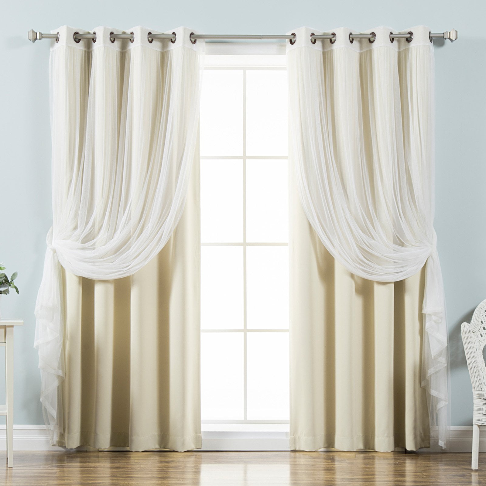 Best Home Fashion Mix & Match Tulle Sheer Lace Blackout Curtain - Set ...
