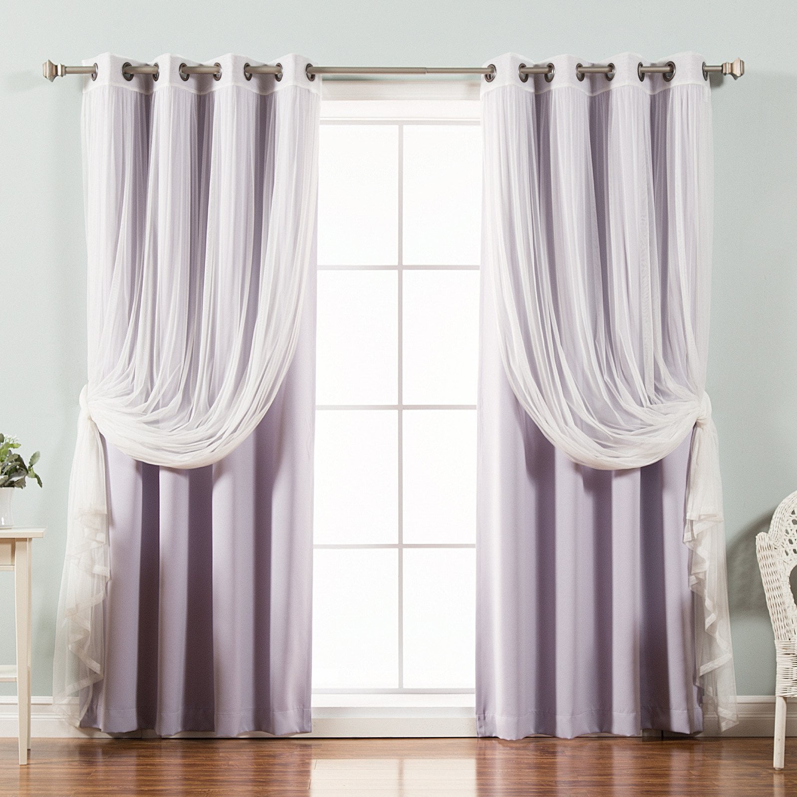 Best Home Fashion Mix & Match Tulle Sheer Lace Blackout Curtain - Set ...
