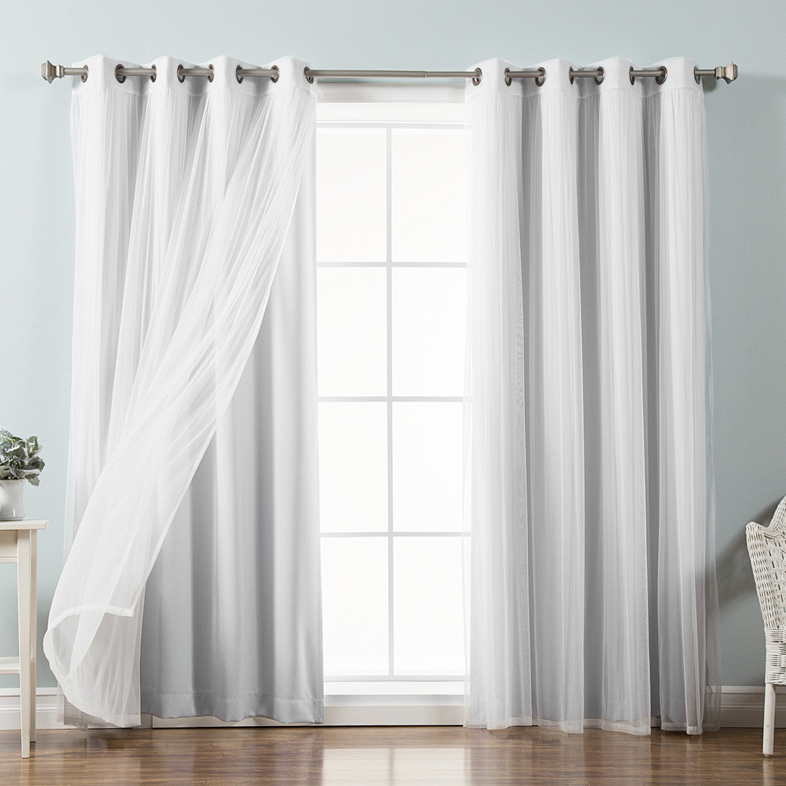 Best Home Fashion Mix & Match Tulle Sheer Lace Blackout Curtain - Set ...