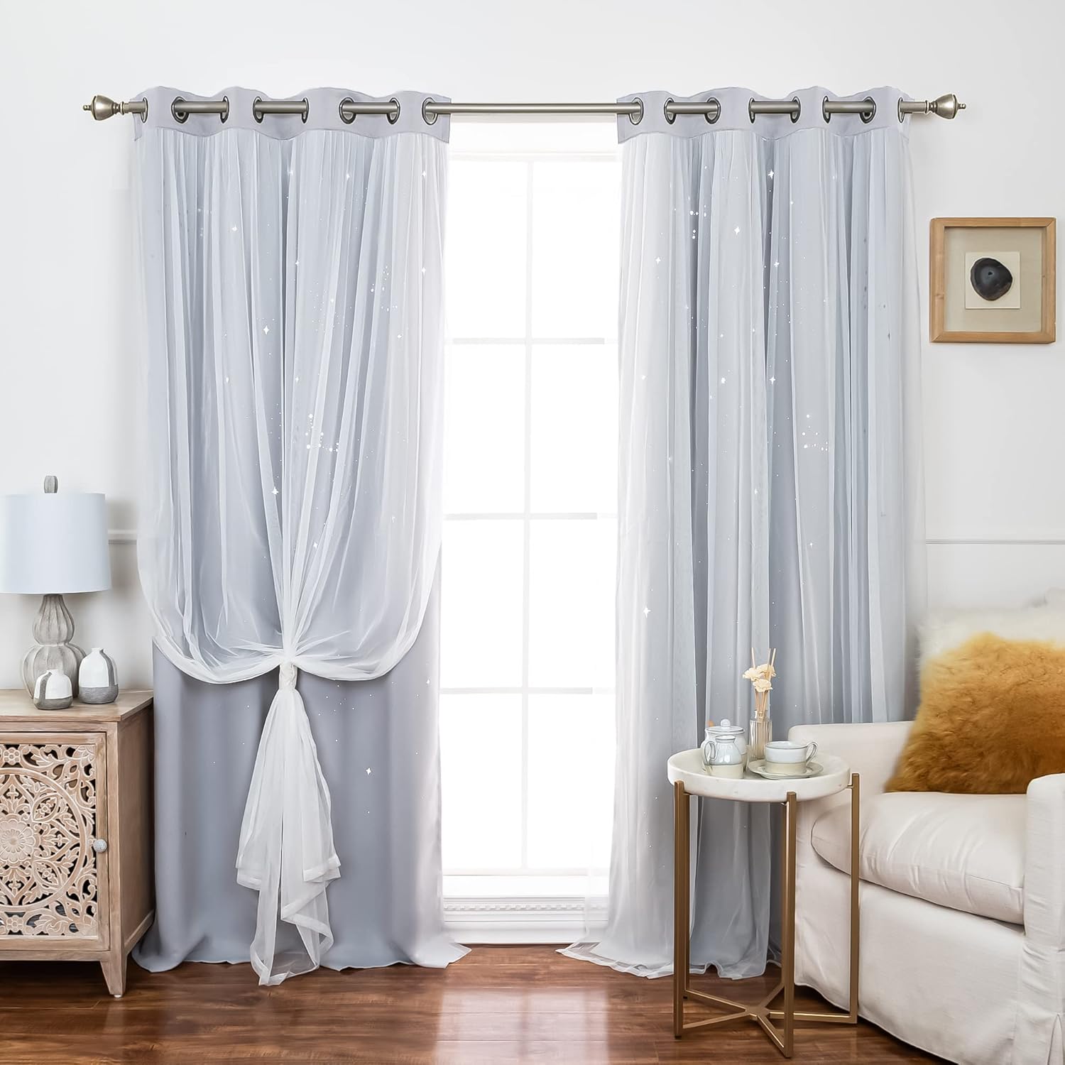 Best Home Fashion Tulle Overlay Blackout Laser Cut Starry Sky Curtain ...