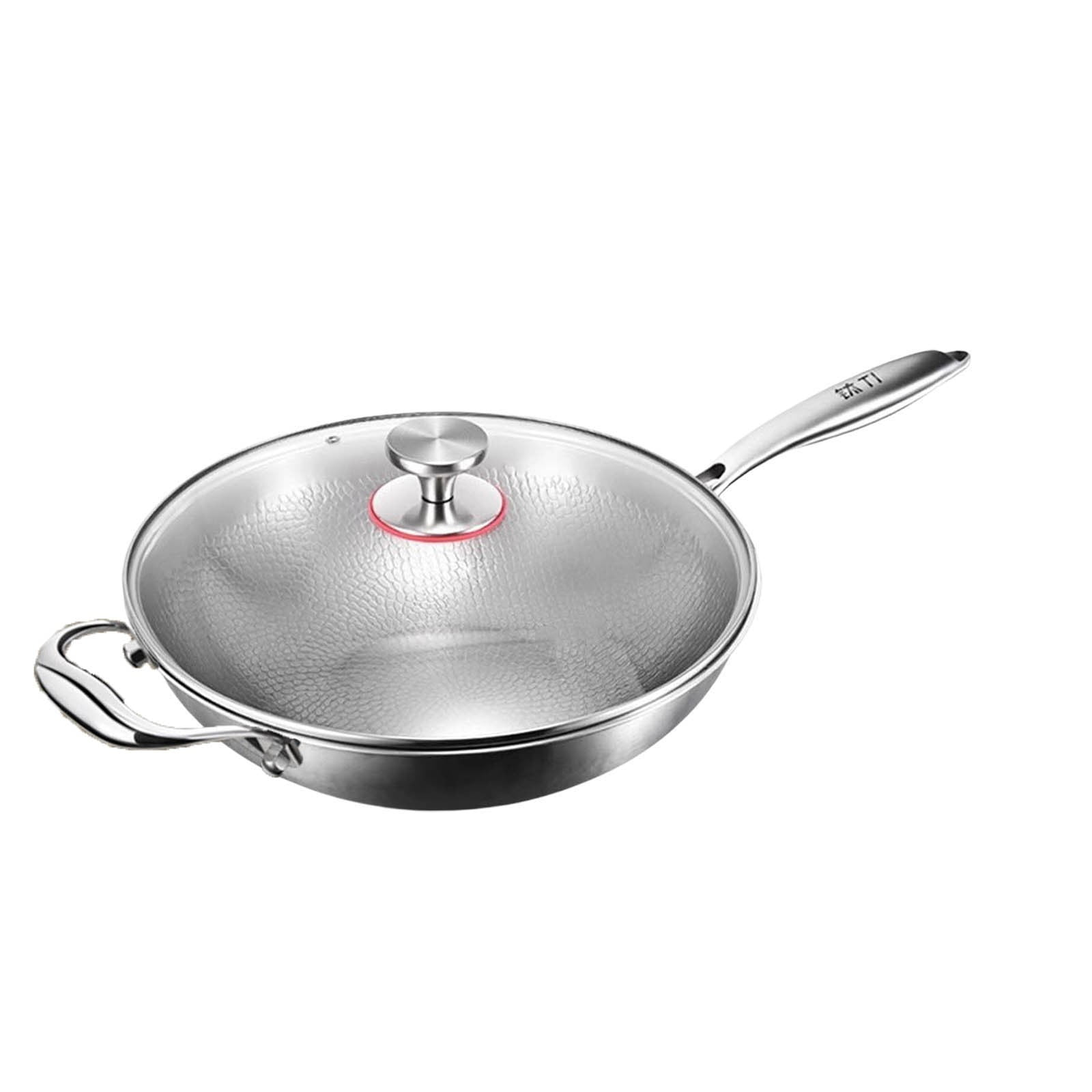 Hot Sale! 36cmTi Titanium Hammered With Side Ear + Lid, Titanium Pan ...