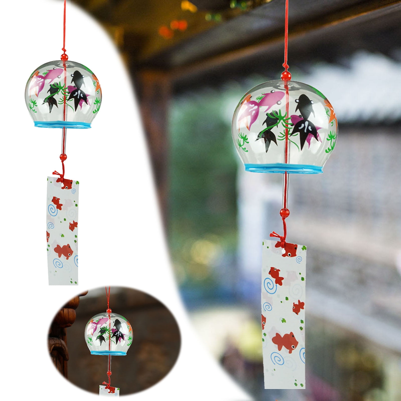 Hot Sale! Home Decor Apanese Style Glass Wind Chime Cute Miniature Fish ...