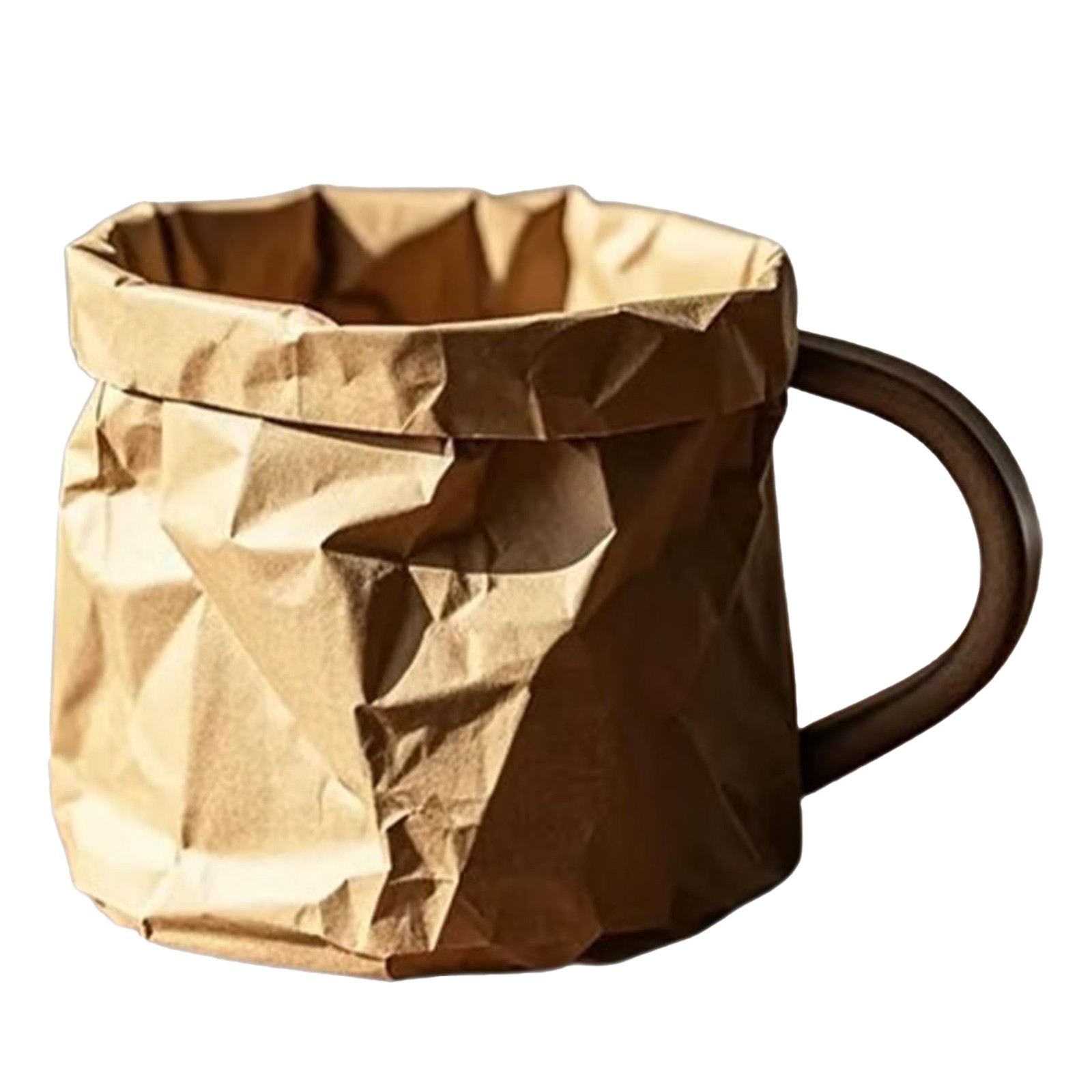 Best Hot Sale! Paper Bag-shaped Cup C, Minimalist Paper Bag Mug Pleated ...