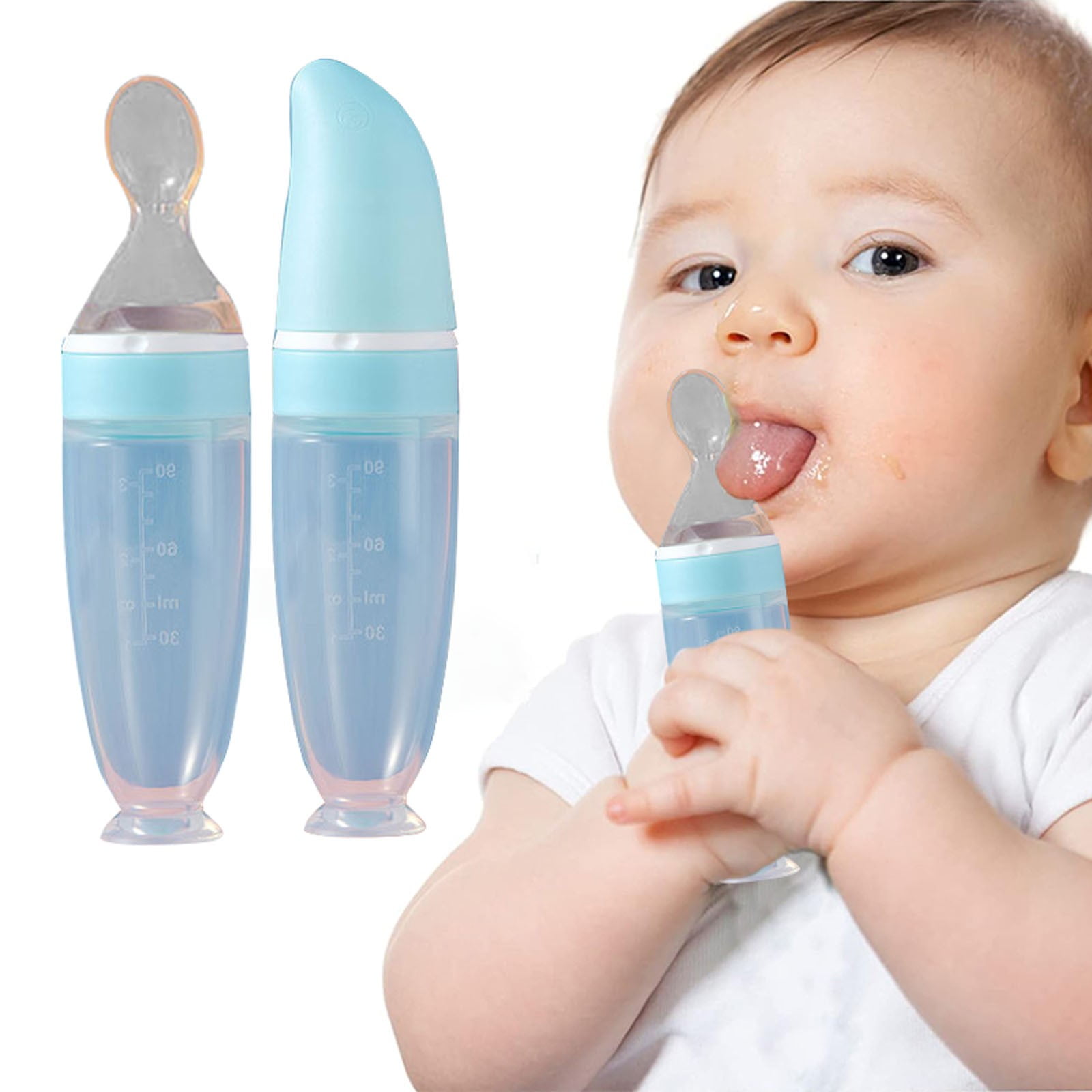 Pedty Tableware,1X Silicone Spoon,Baby Silicone Spoon Light Blue ...