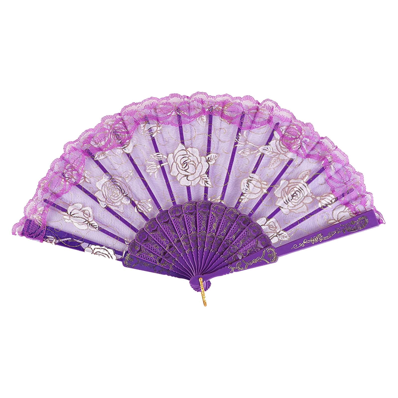 Best Hot Sale! Rose Lace Trim LED Light-up Fan B, Party LED Hand Fan ...