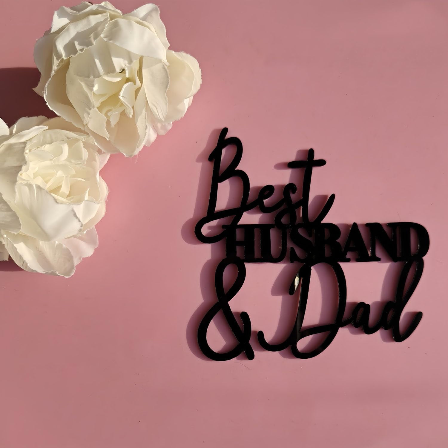 Best Husband & CORNET Dad Cake Side Decoration, Black Acrylic Father's Day Cake Topper, Dad's ...