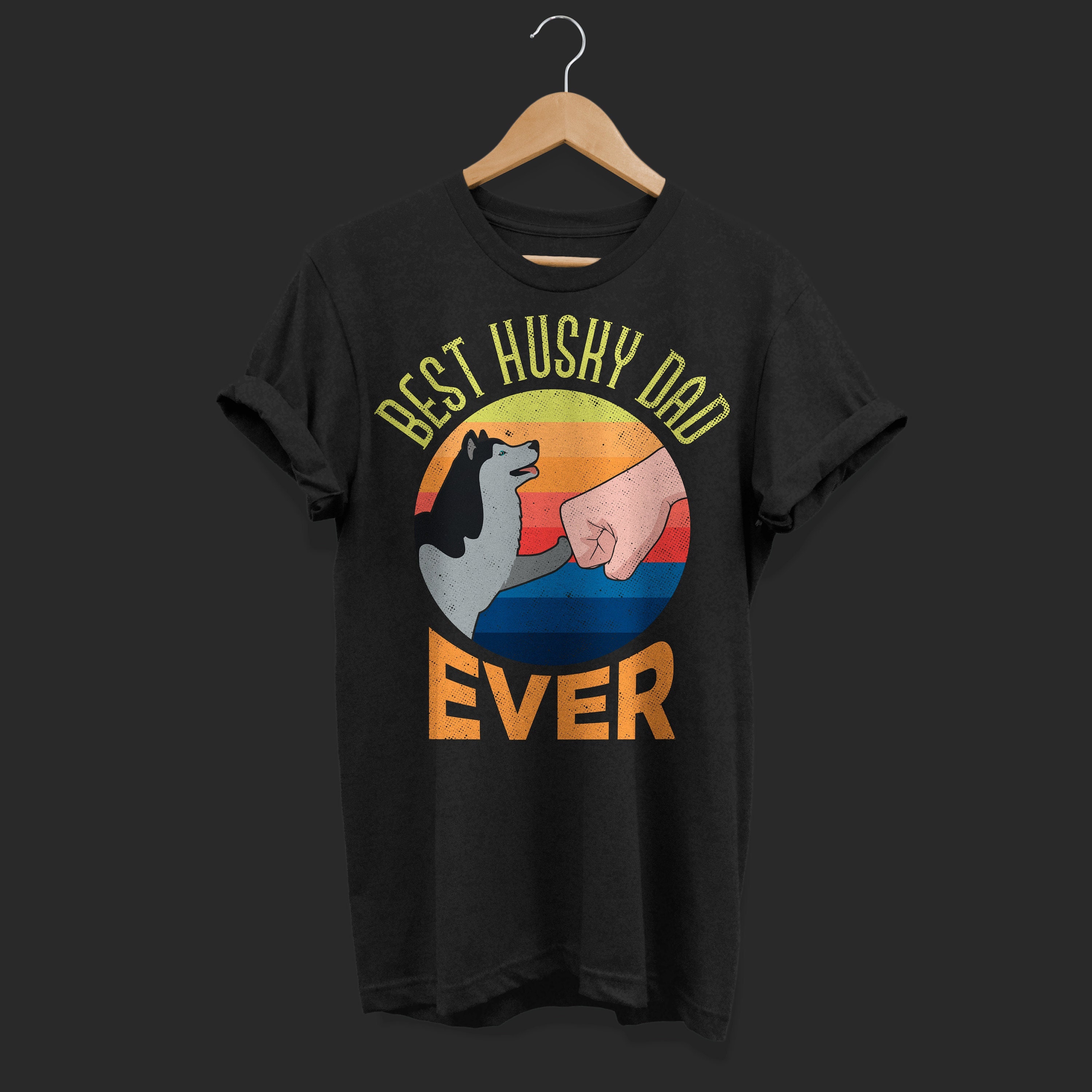 Best Husky Dad Ever Vintage retro Father's Day Gift T-Shirt, Huskies ...