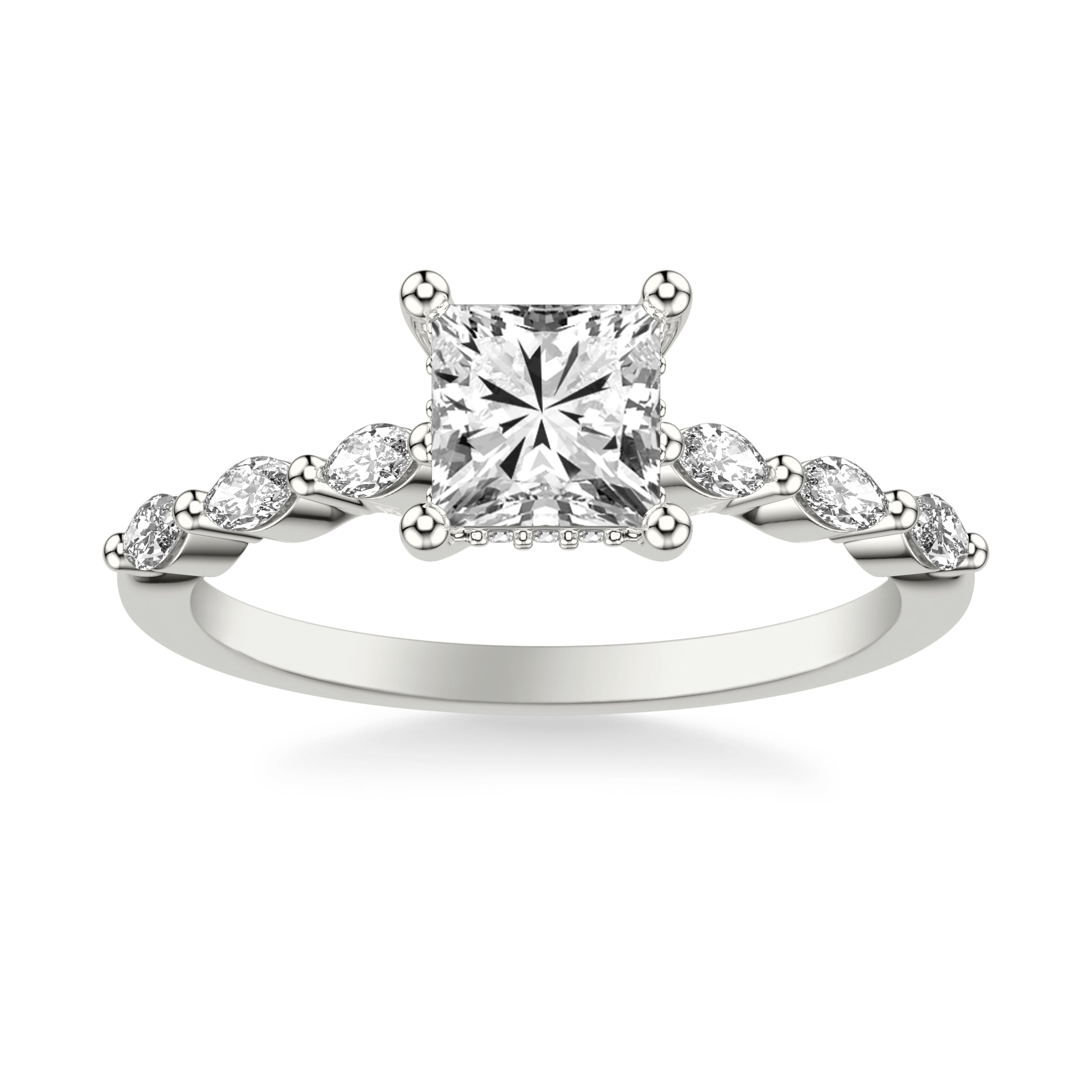 Best Jewel 1.81 Ct Princess Cut Engagement Ring with Hidden Halo and ...