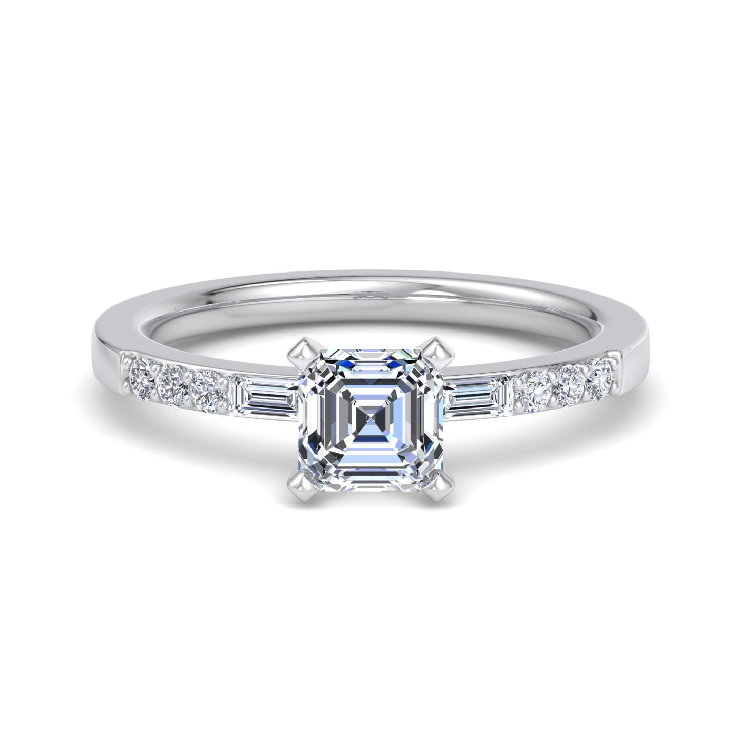 Best Jewel 1.92 Ct Asscher Shaped Engagement Solitaire Band - 14K White ...