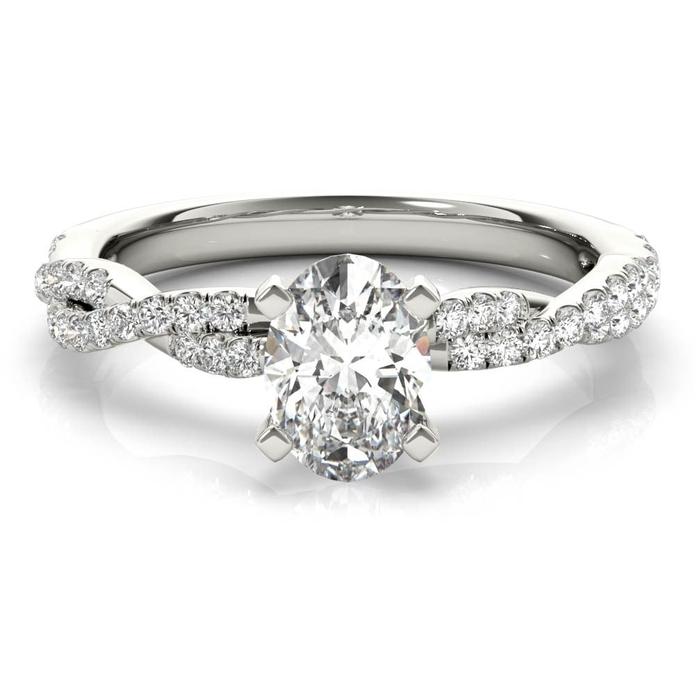 Best Jewel 14K White Gold Plated 2 Ct Oval Cut Solitaire with Accent ...