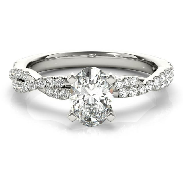 Best Jewel 14K White Gold Plated 2 Ct Oval Cut Solitaire with Accent ...