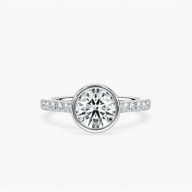 Best Jewel 14K White Gold Plated Bezel Set Engagement Ring - 2.13 Ct ...