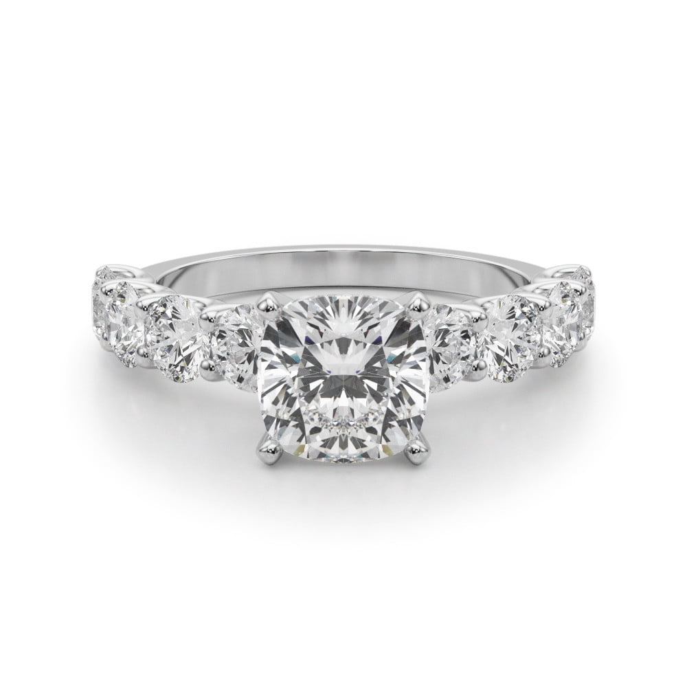 Best Jewel 14K White Gold Plated Cushion Cut Diamond Eternity Ring - 1. ...