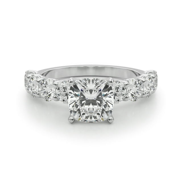 Best Jewel 14K White Gold Plated Cushion Cut Diamond Eternity Ring - 1. ...