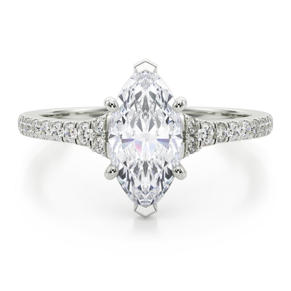 Best Jewel 14K White Gold Plated Marquise Cut Diamond Ring - 2.1 Ct ...