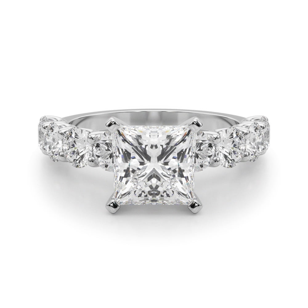 Best Jewel 14K White Gold Plated Princess Cut Diamond Eternity Ring - 2 ...