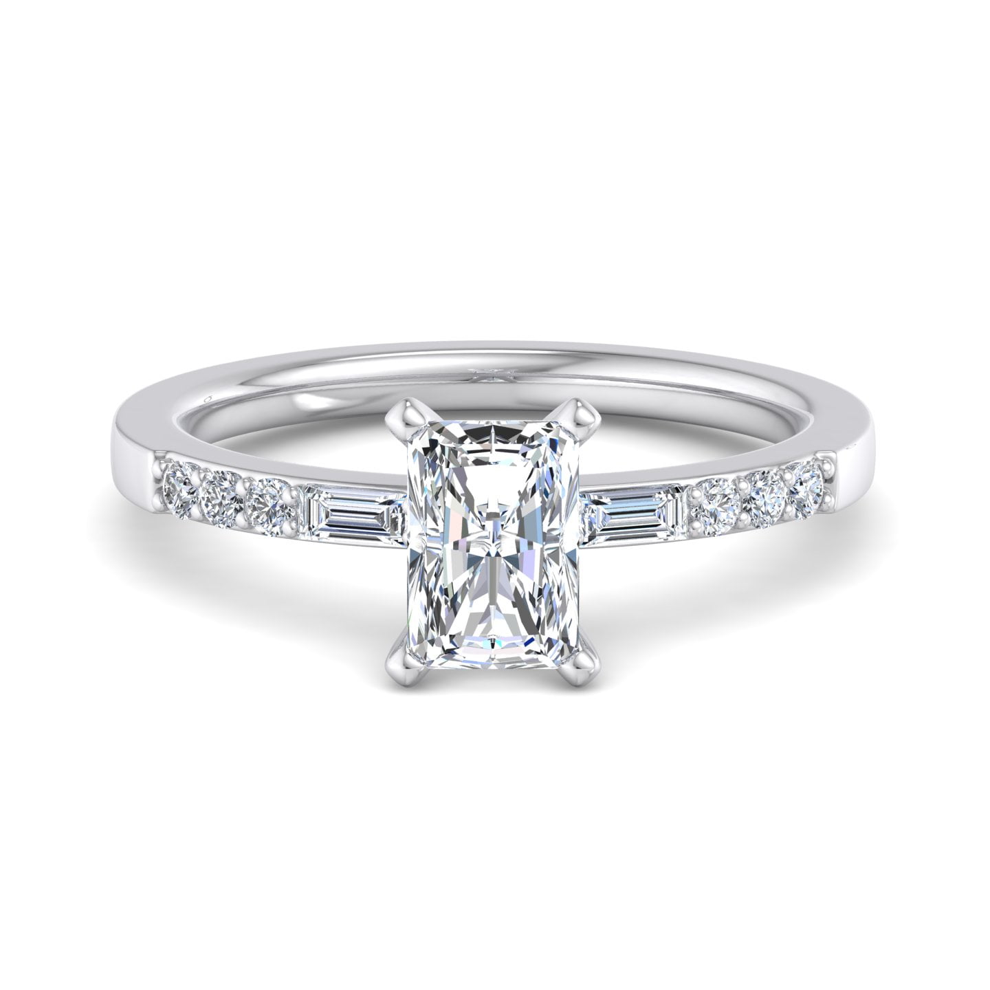 Best Jewel 2.02 Ct Radiant Shaped Engagement Band - 14K White Gold ...