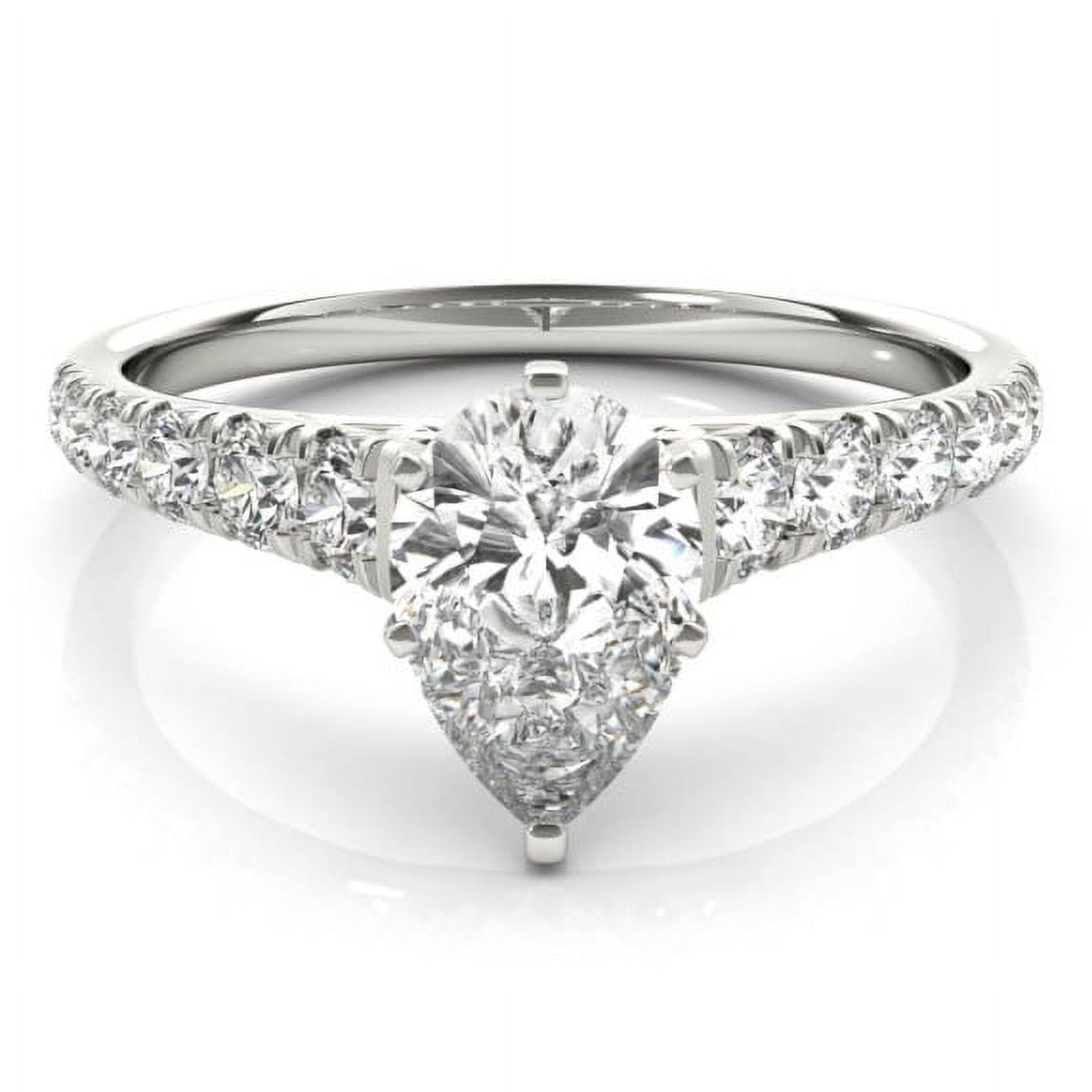 Best Jewel 2 Ct Pear Cut Solitaire with Accent Diamonds - 14K White ...