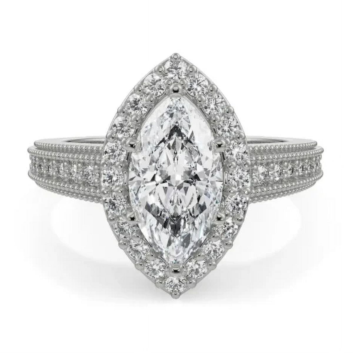 Best Jewel Elegant 2.13 Ct Marquise Cut Lab Created Diamond Ring - 14K White Gold Plated ...